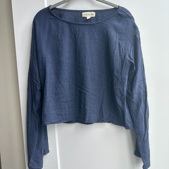 cloth & stone | Tops | Cloth And Stone Blue Blouse With Tieup Sleeves ...
